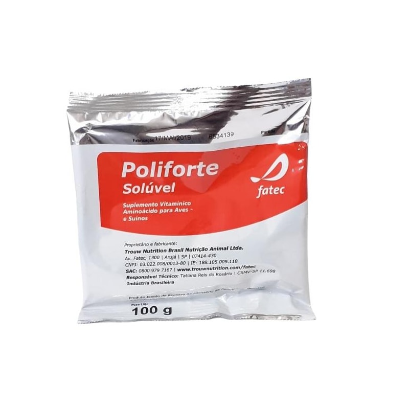 Suplemento Poliforte Avícola Solúvel 100 Gramas - JPA Agro